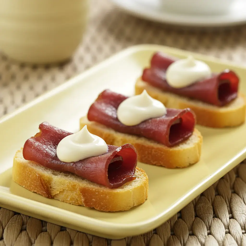 Receita de Canapés de Rosbife com Molho de Queijo Cremoso - Dicas e Dicas